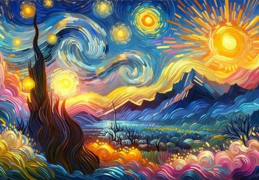 Алмазная Мозаика "Пейзажи В Стиле Ван Гога" 40х50 См Алмазная Вышивка / Картина Стразами Подарков / Украшения