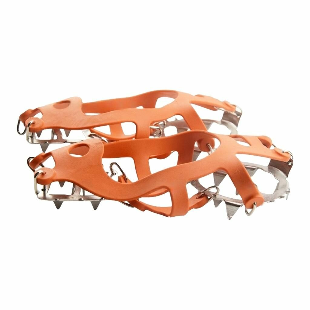 2 шт. 18-зубые кошки, противоскользящие шипы для обуви на снегу, оранжевый красный - L