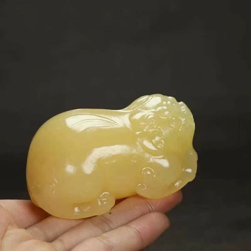 Натуральный желтый нефрит Пиксиу, ручная работа, золотой нефрит, богатство, золотая жаба, капуста, игрушка, жадеит, маленький орнамент