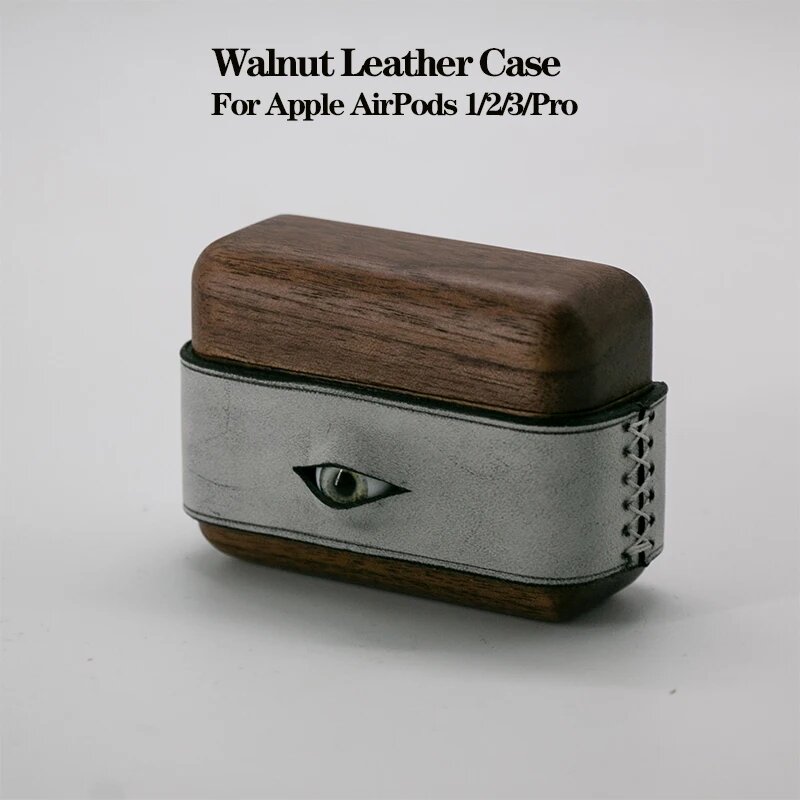 Чехол HITANLAN для AirPods Pro из кожи и орехового дерева AirPods Pro2, Walnut Leather