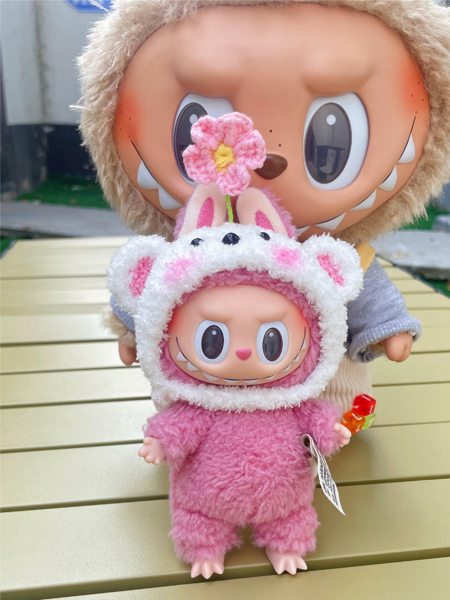 Одежда для кукол Labubu 17 см, слепой бокс, макарон, виниловая сумка для выноса, одежда для кукол Bubble Mart в наличии