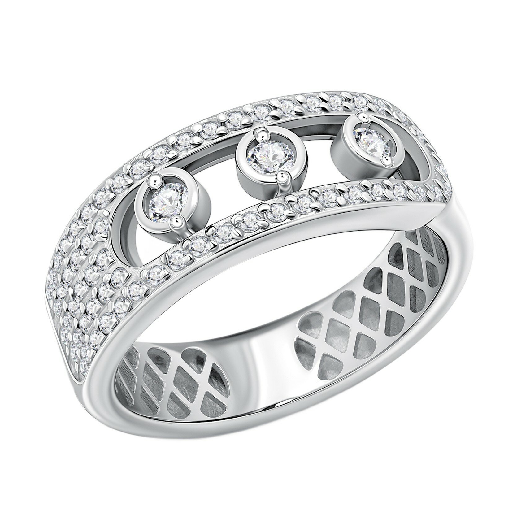 Кольцо, серебро, 925 проба, фианит