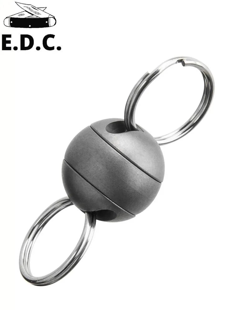 Брелок на кольце с поворотным механизмом из титана, серый титан