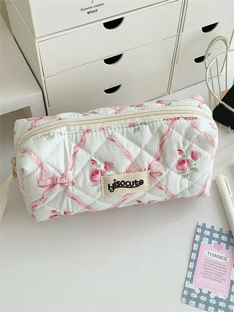 Пенал в корейском стиле с цветами, 8.5x19x7.5 см, 1 штука