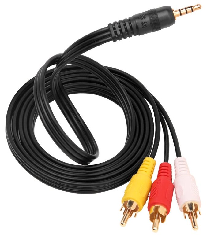 Аудио-видео AV-кабель-штекер MyPads-TA108994 RCA x3 (тюльпаны) - Jack 3.5мм 1.5м черный