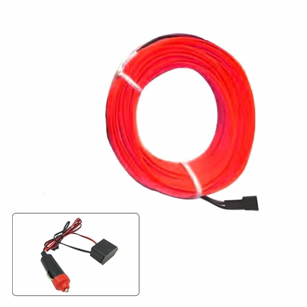 USB LED подсветка салона автомобиля, красный - прикуриватель 3 м для сигарет