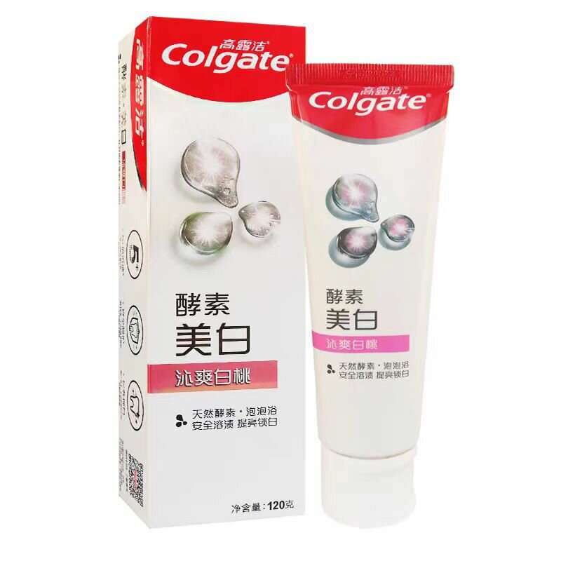 Зубная паста Colgate с ферментами для отбеливания 120 г для черных и желтых пятен от кофе, зубного камня, свежего дыхания, холодного светового отбеливания