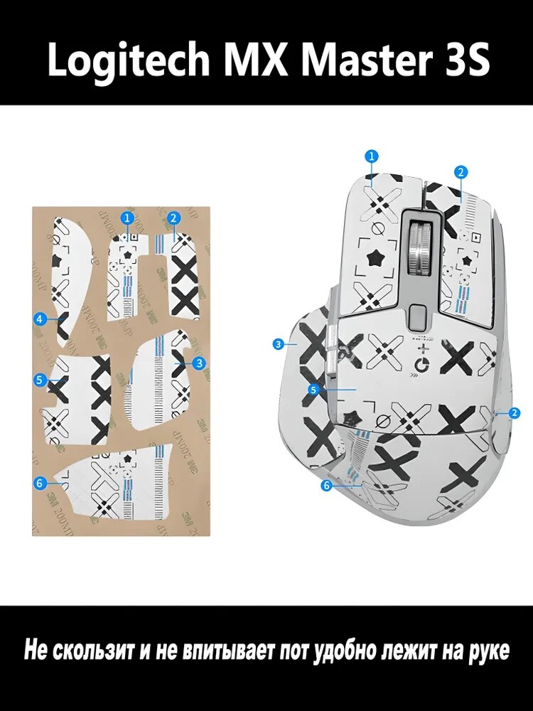 Грипсы для Logitech MX Master 3S и Logitech MX Master3/ Противоскользящие накладки и наклейки для игровой мыши
