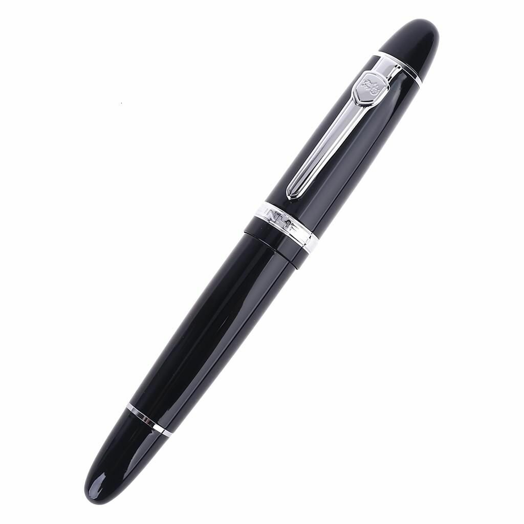 Черная и серебряная авторучка Jinhao 159 с толстым пером, Черный