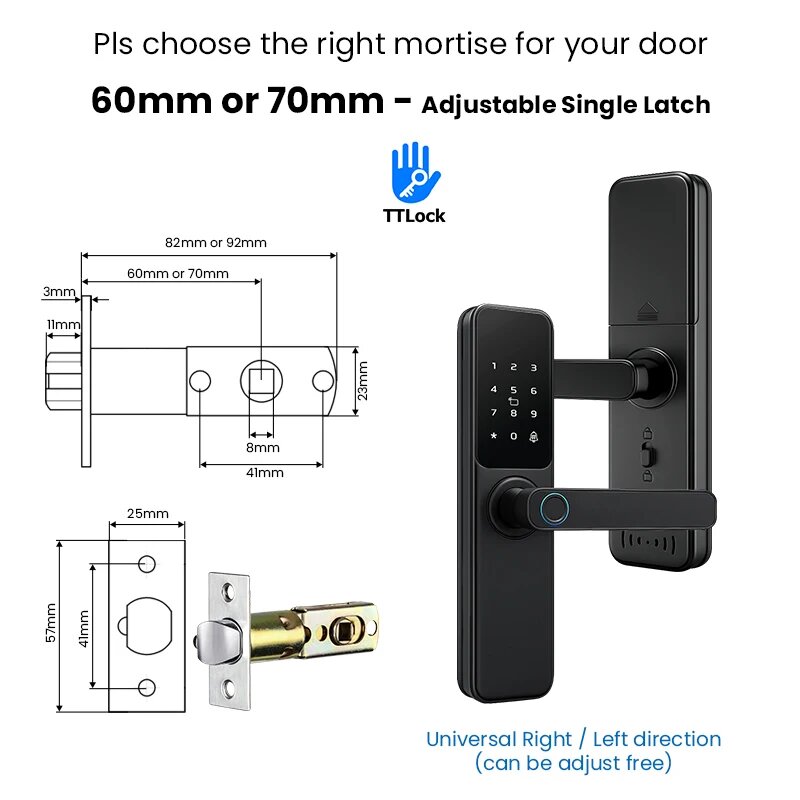 Умный замок YRHAND DG01 TTB, черный, 60-70 мм