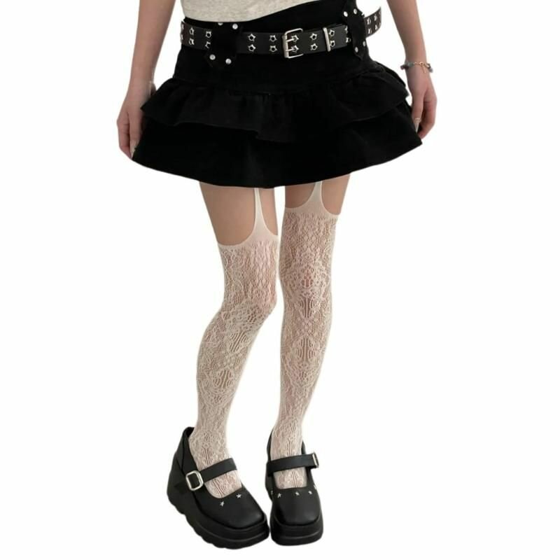 Женские подвязки с чулками, Молочно - белый