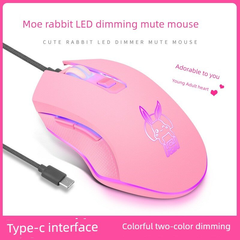 Проводная мышь Type-C подходит для ноутбуков Lenovo Xiaoxin, Apple, Xiaomi, Huawei, Honor, а также мобильных телефонов