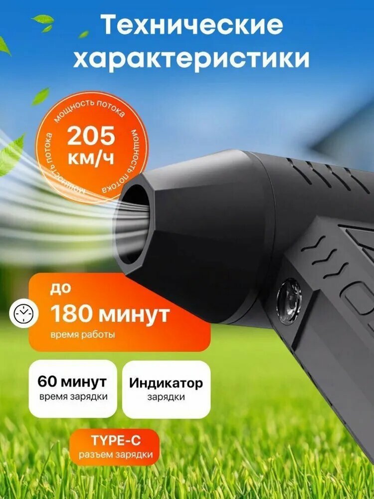 Воздуходувка, компактная аккумуляторная воздуходувка для очистки салона автомобиля и разжигания огня — фото 1