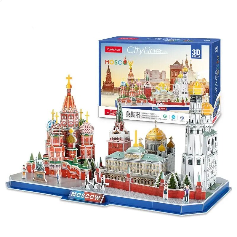 Конструктор, Модель для сборки, Макет Москвы, Красная площадь, Спасская Башня/ 3D Моделирование из картона / Подарок ребенку