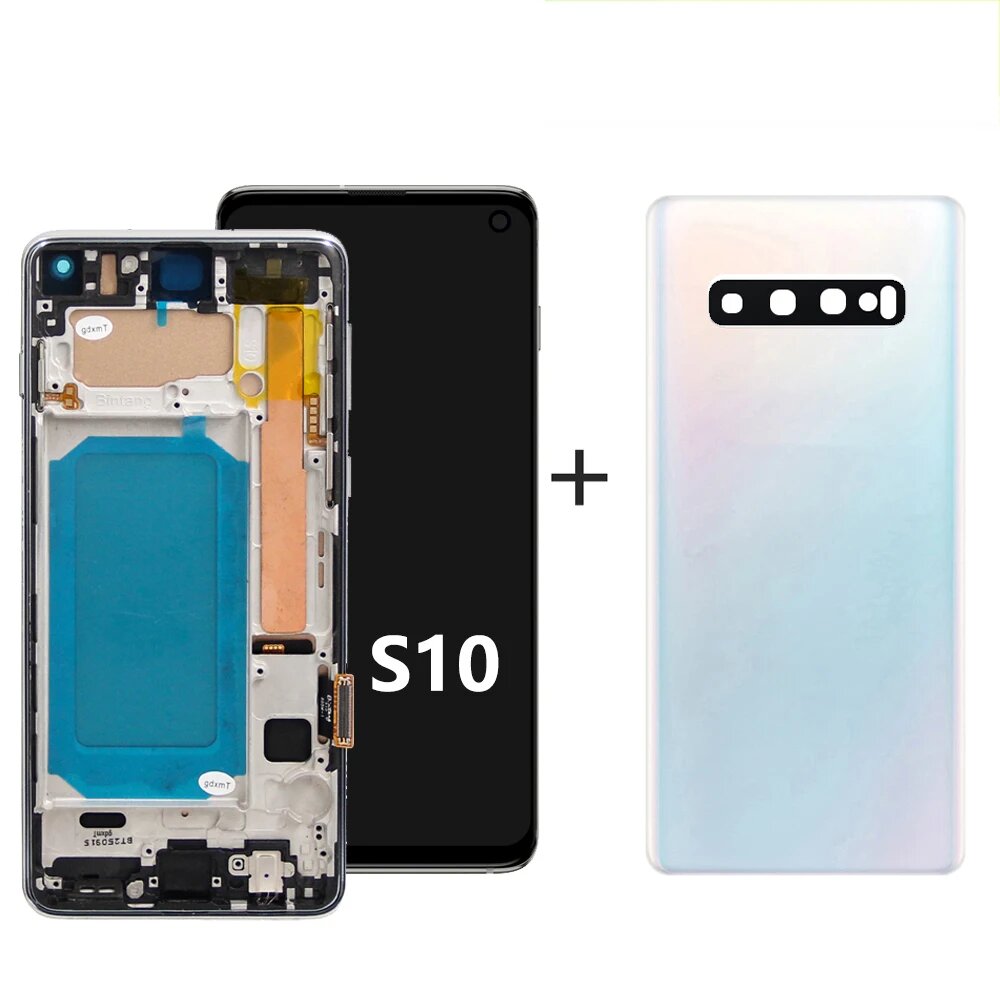 Экран для Samsung S10 Plus S10 + G975F G975U протестирован для S10 G973F G973U ЖК-дисплей с дигитайзером сенсорного экрана в сборе Замена S10 White Cover