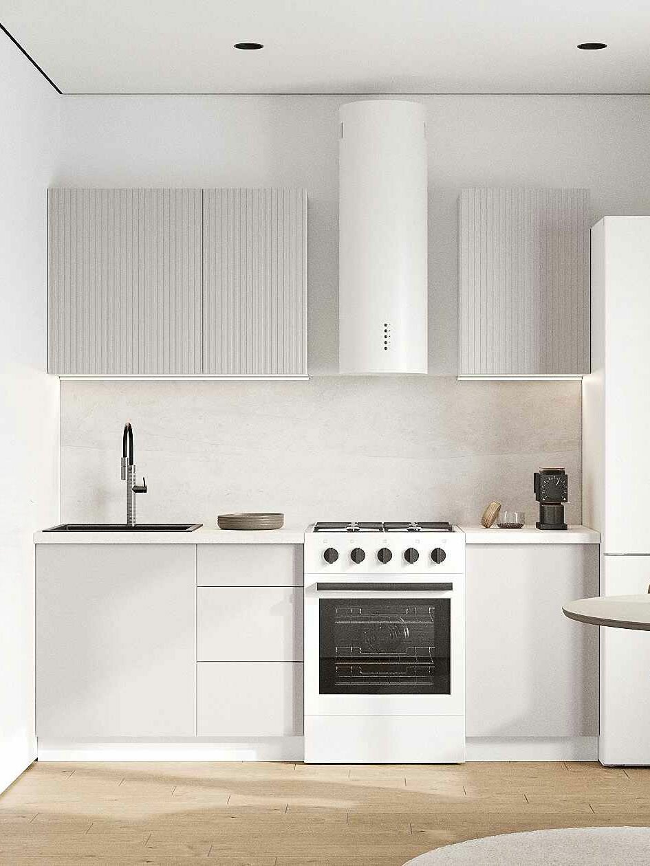 Кухонный гарнитур Комби 1.5 м, мебель для дома и кухни, Белый / Нео