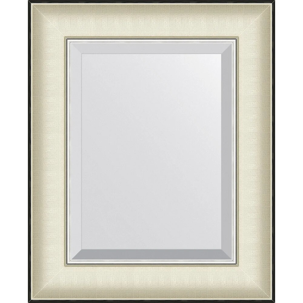 Зеркало EVOFORM с фацетом в багетной раме - белая кожа с хромом 78 мм (44x54 см) BY 7448