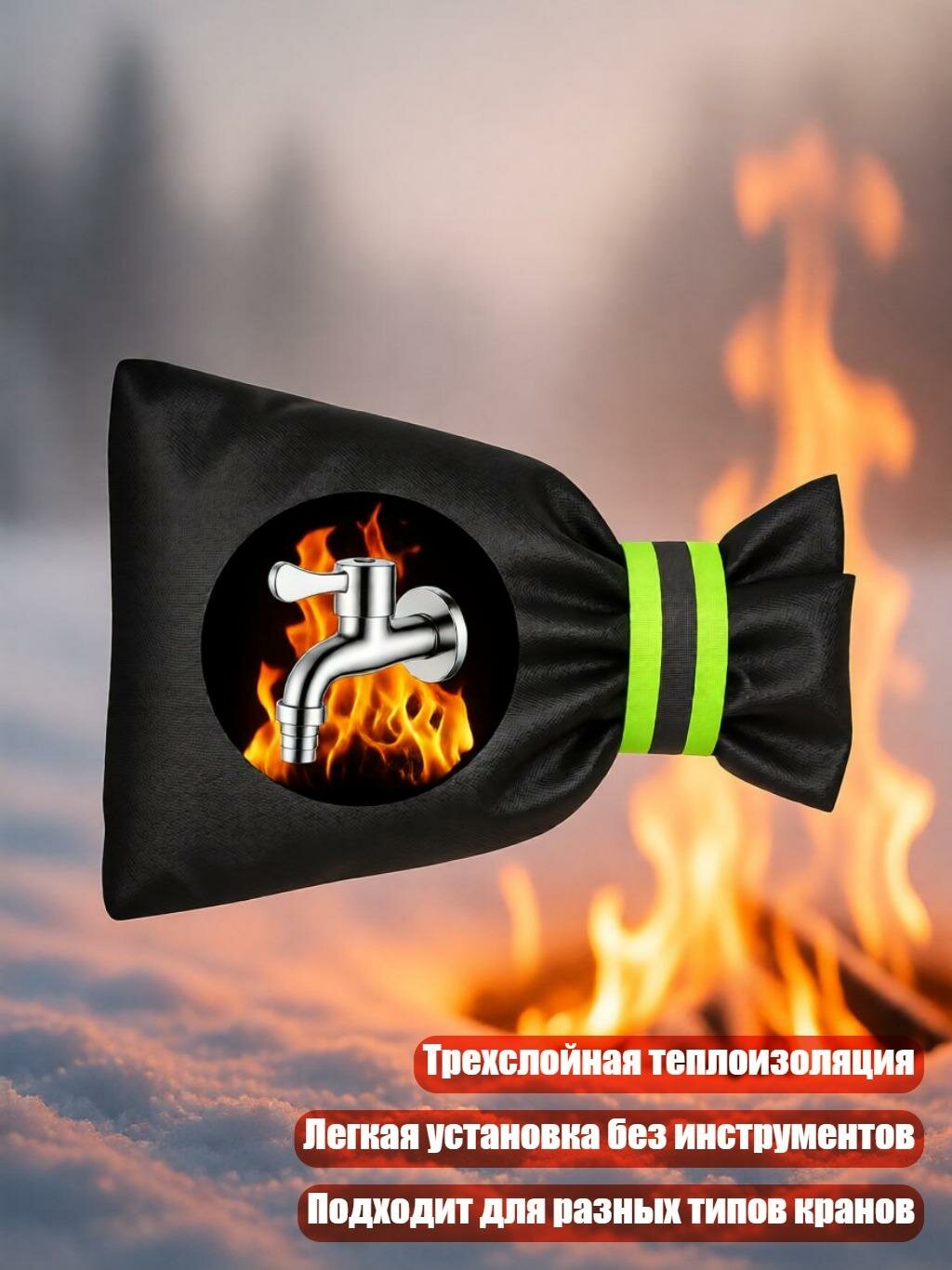 Чехол для защиты крана от замерзания, 14x19 - Светоотражающая модель