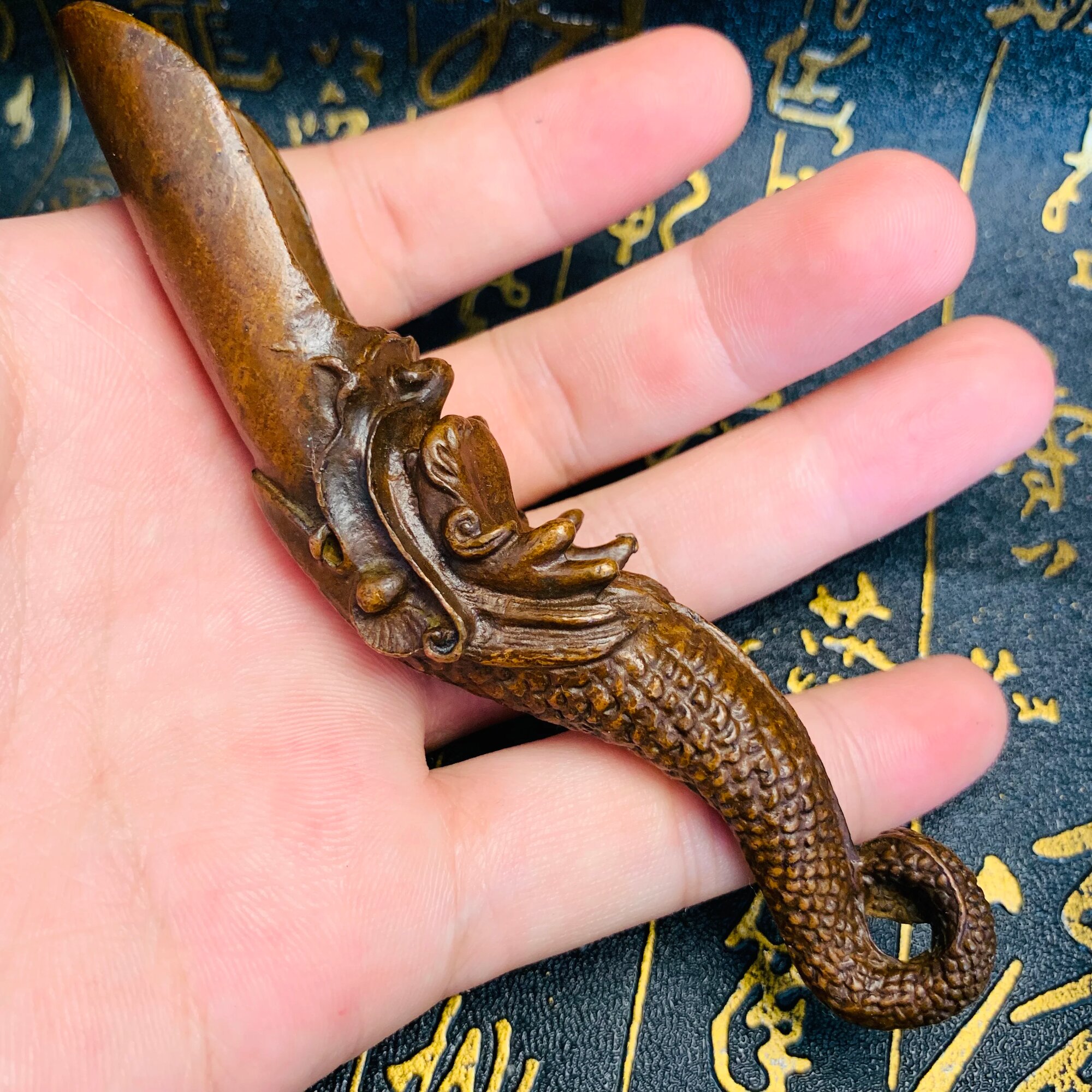 Медная ложка для чайной церемонии в форме головы дракона