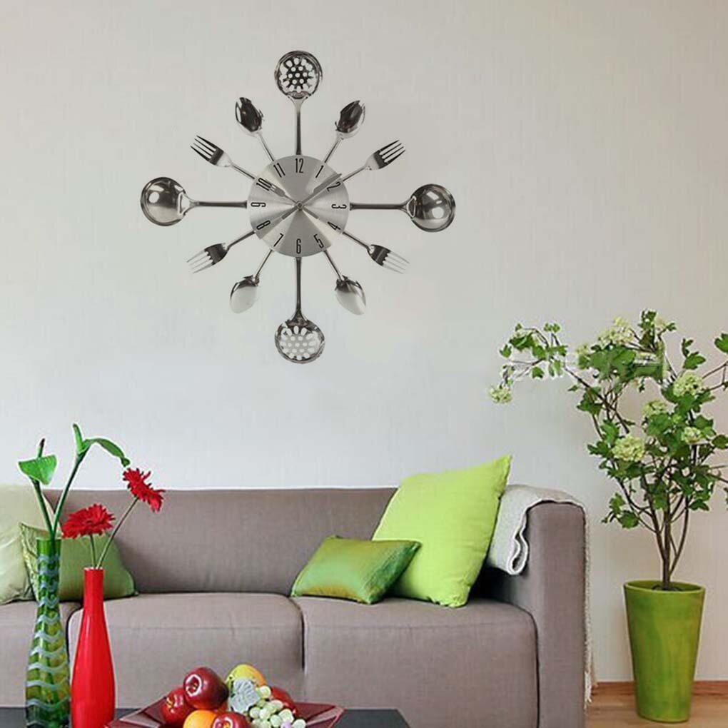 Металлические настенные часы с ножом и вилкой, креативная посуда, декоративные настенные часы для ресторана