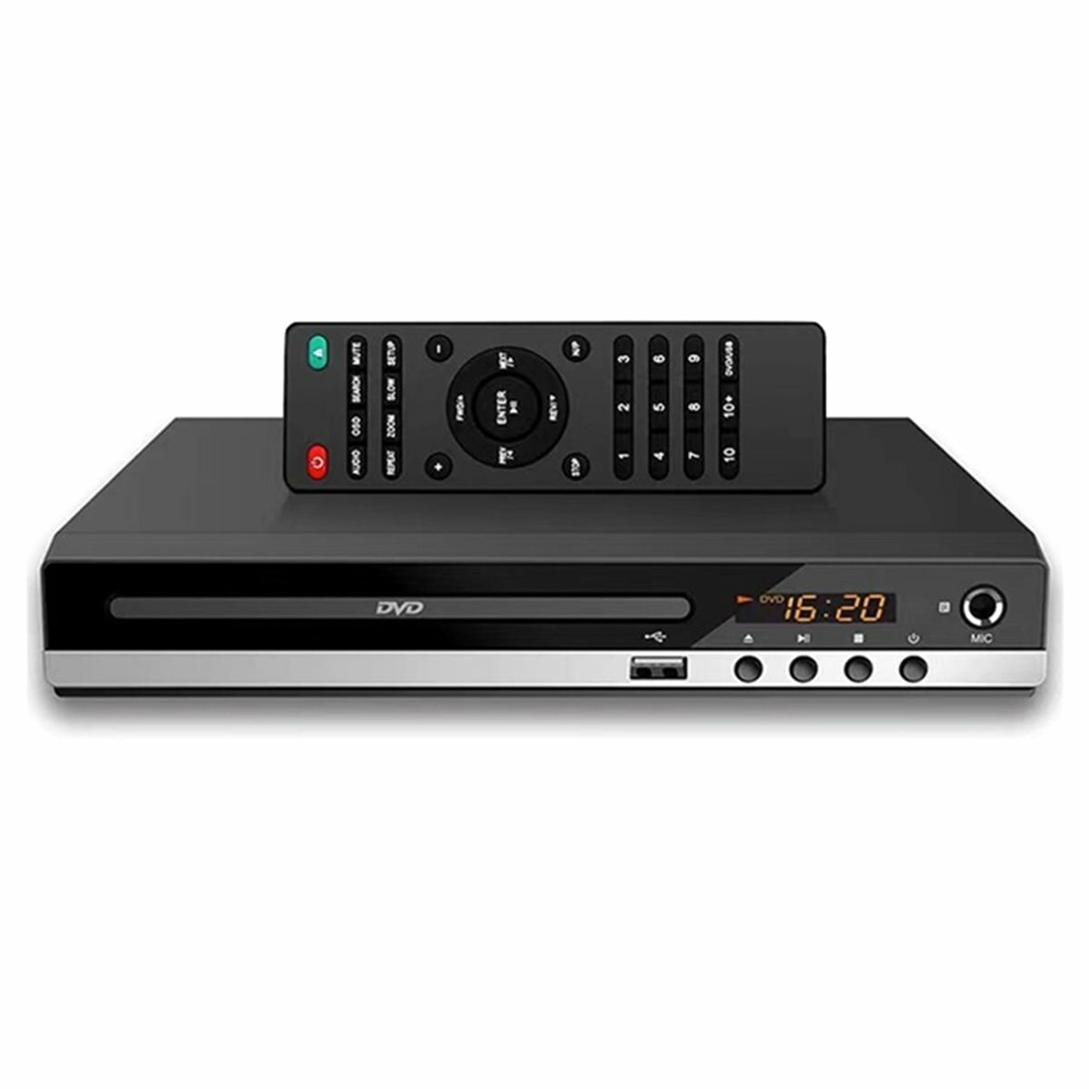 DVD-плеер 1080P с USB и микрофонным входом для телевизора, AV-выход, пульт, компактный размер, EU-вилка для караоке