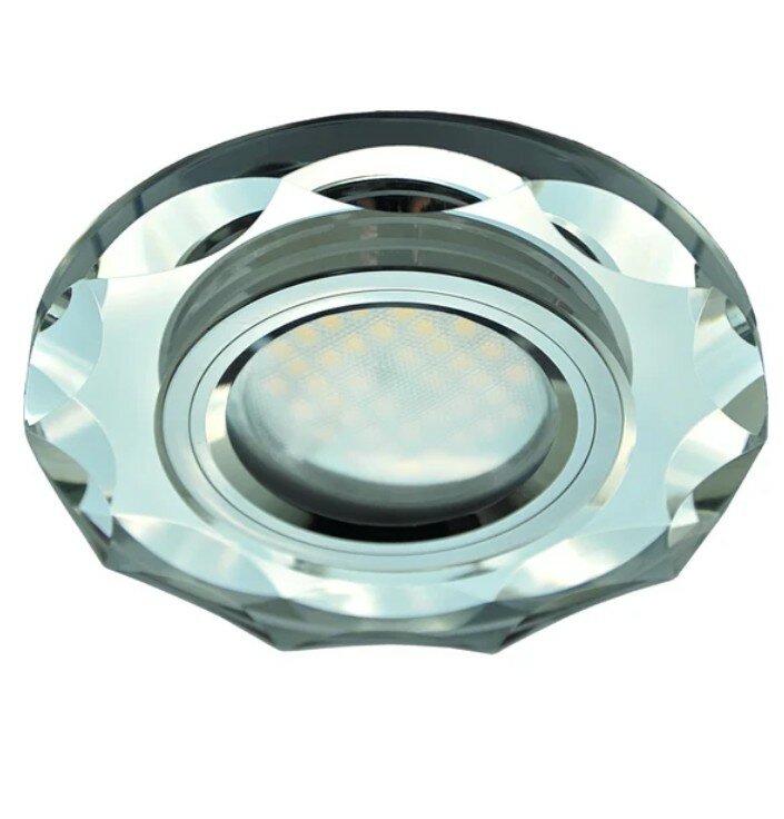 Встраив. потол. свет-к Ecola MR16 DL1653 GU5.3 Glass стекло круг с вогнутыми гранями Хром/Хром 25х90