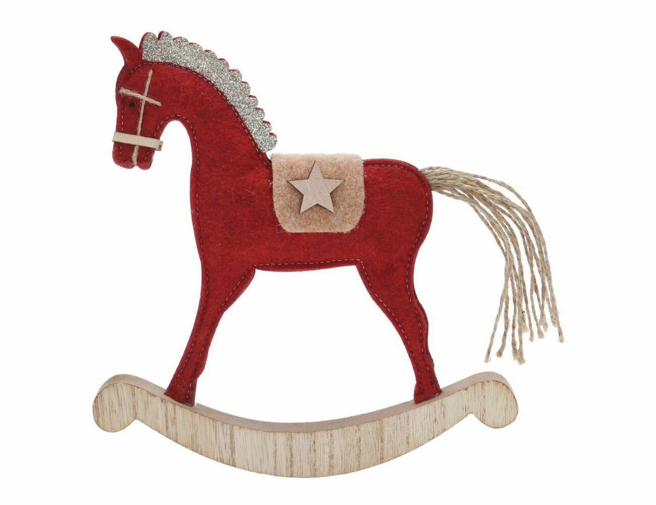 Декоративная фигура лошадка-качалка лорен, текстиль, дерево, красная, 22 см, Koopman International GR9121290-1