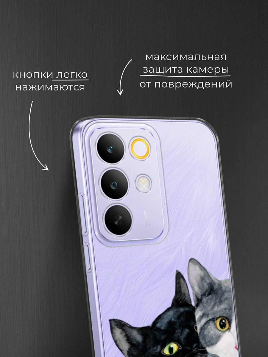 Чехол на Realme C85 Pro / Реалми C85 Про с принтом Кошачья любовь, прозрачный — фото 1