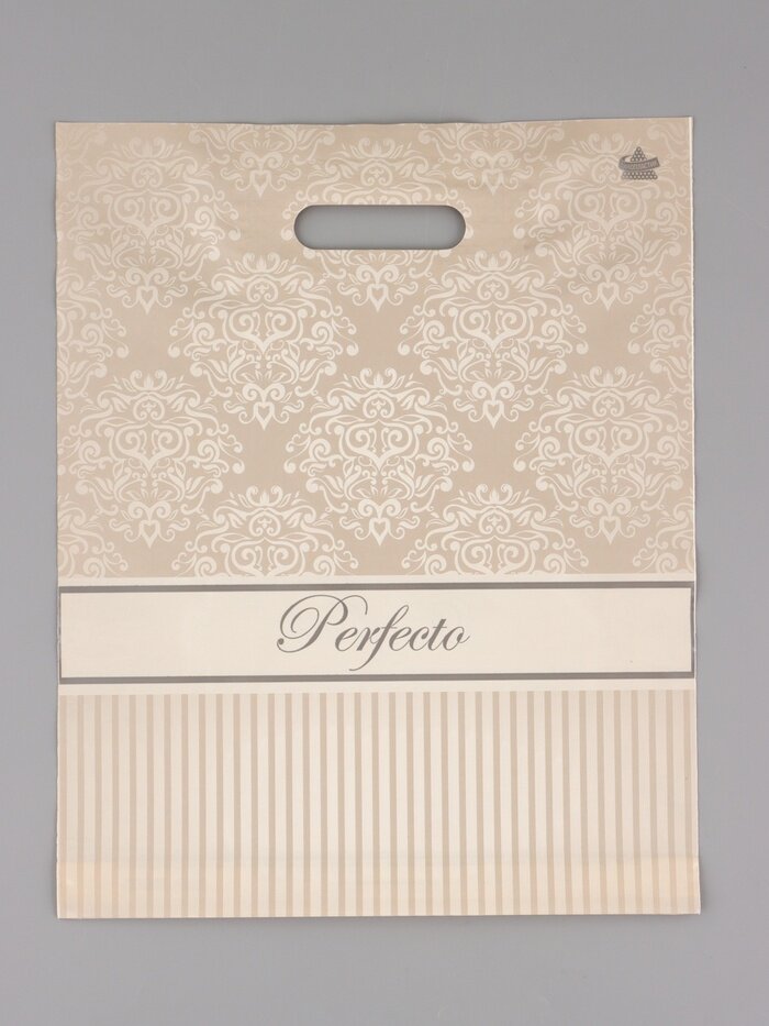 Пакет подарочный Перфекто Бежевое серебро 37 х 30 см 90 мкм