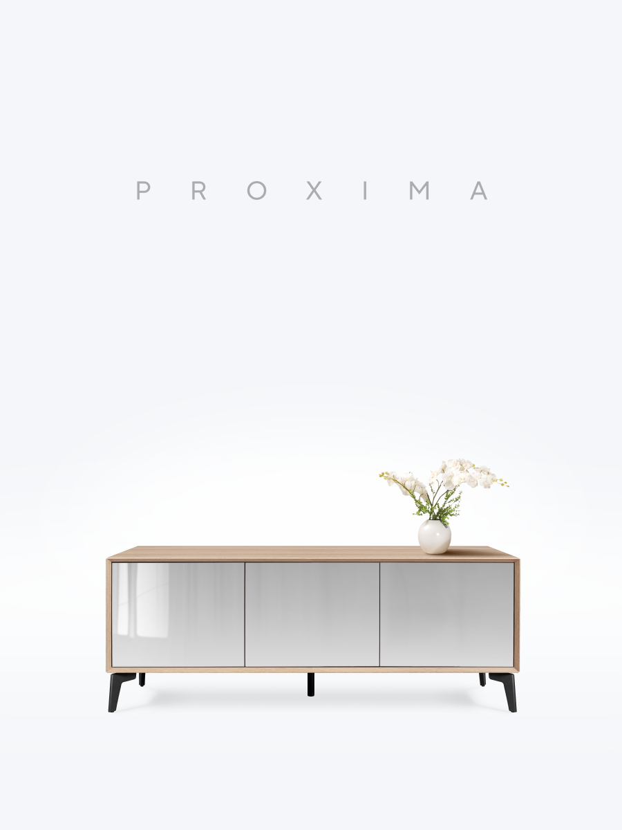 Тумба под ТВ MetalDesign, Proxima MD 7151.15.34, 144х40х55 см, честерфилд - светло-серый