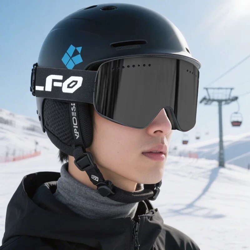 Магнитные снежные очки, цилиндрические лыжные очки с широким полем зрения, двухслойные противотуманные лыжные очки для