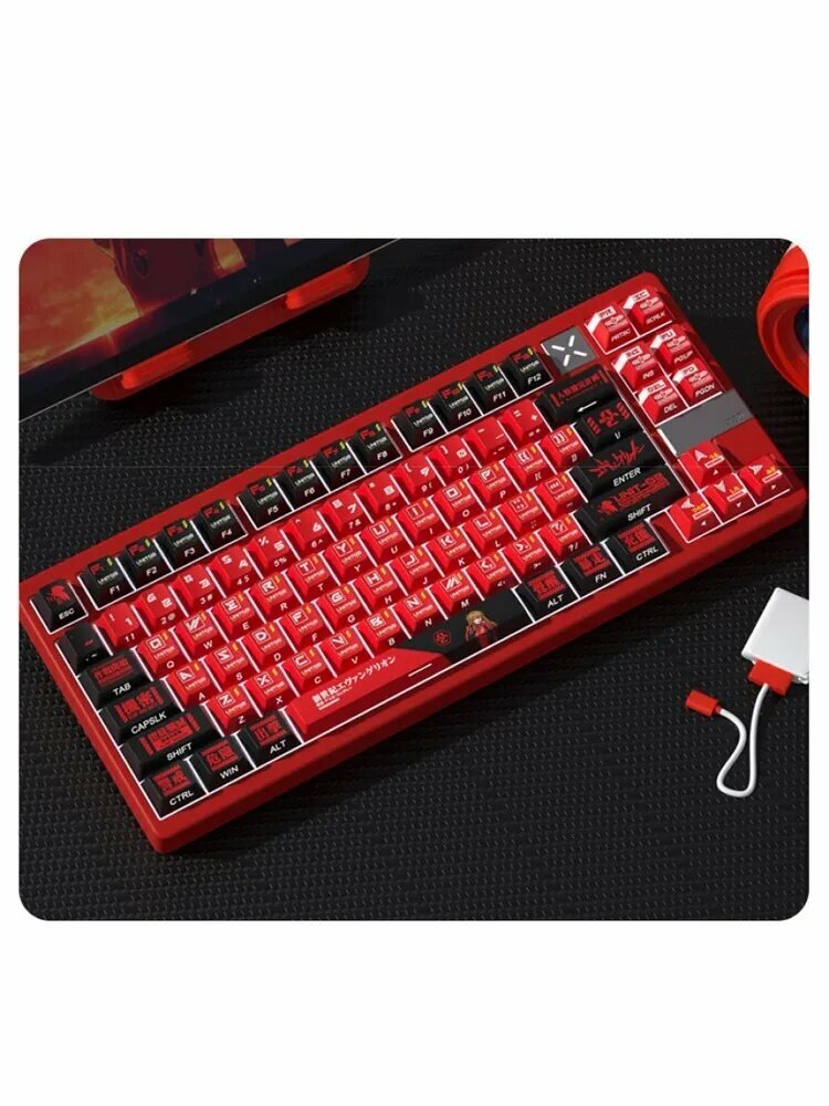 Кейкапы для механической клавиатуры, красные/чёрные, в стиле аниме Evangelion