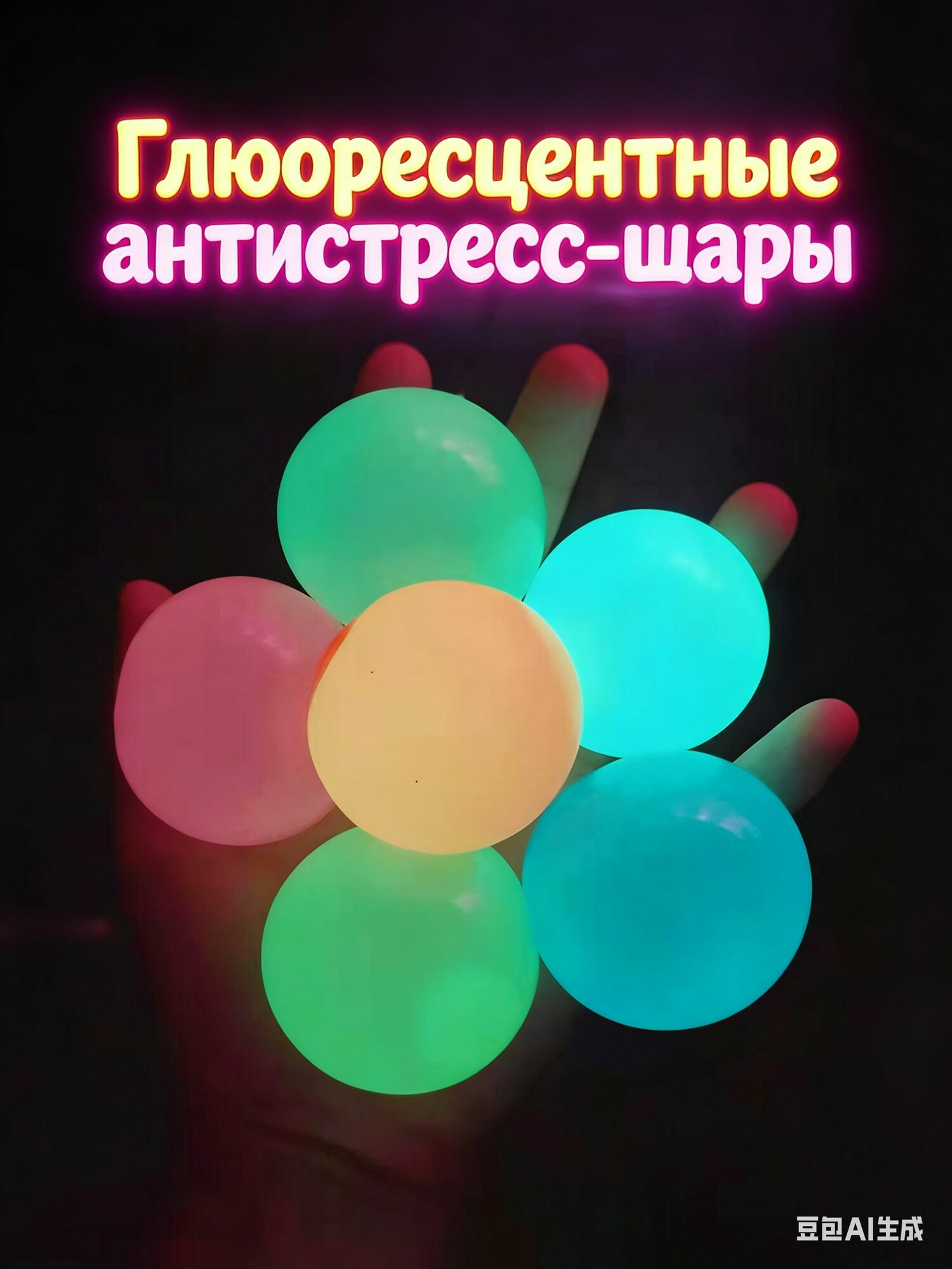 Светящийся в темноте липкий шарик, флуоресцентный крепящийся к потолку, интерактивная игрушка для родителей и детей