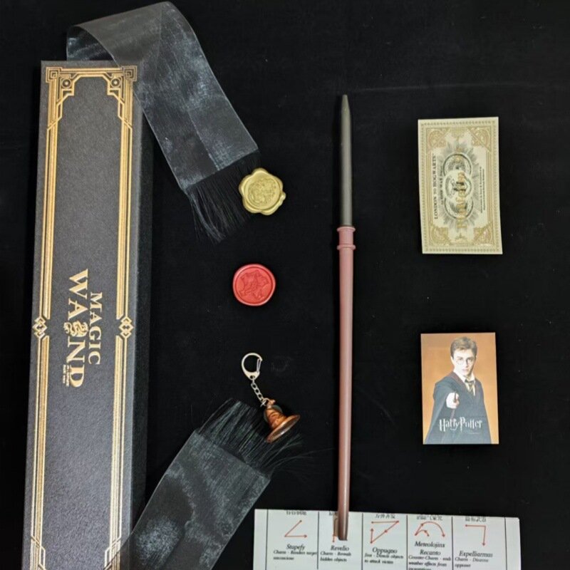 Волшебная шляпа с палочкой Гарри Поттера, подарочная коробка, роскошный набор из 8 предметов, подарок на день рождения, коробка с лентой, рождественский подарок