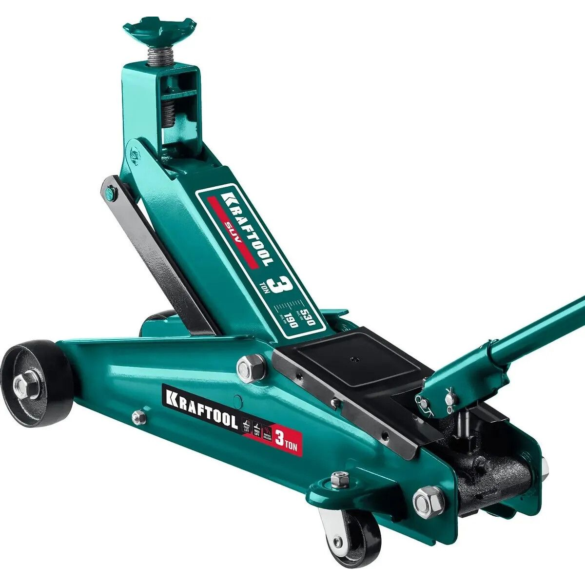Домкрат KRAFTOOL SUV 43458-3, зеленый, гидравлический, 3 т, 190 - 530 мм