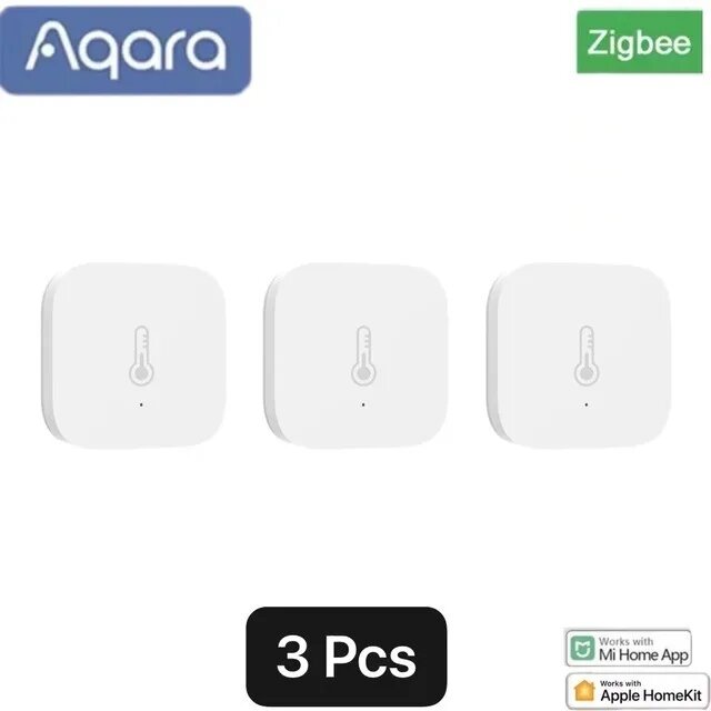 Глобальная версия оригинального датчика окружающей среды Aqara для измерения атмосферного давления, температуры и влажности Zigbee для умного дома Xiaomi Mi Home Homekit — 3 штуки