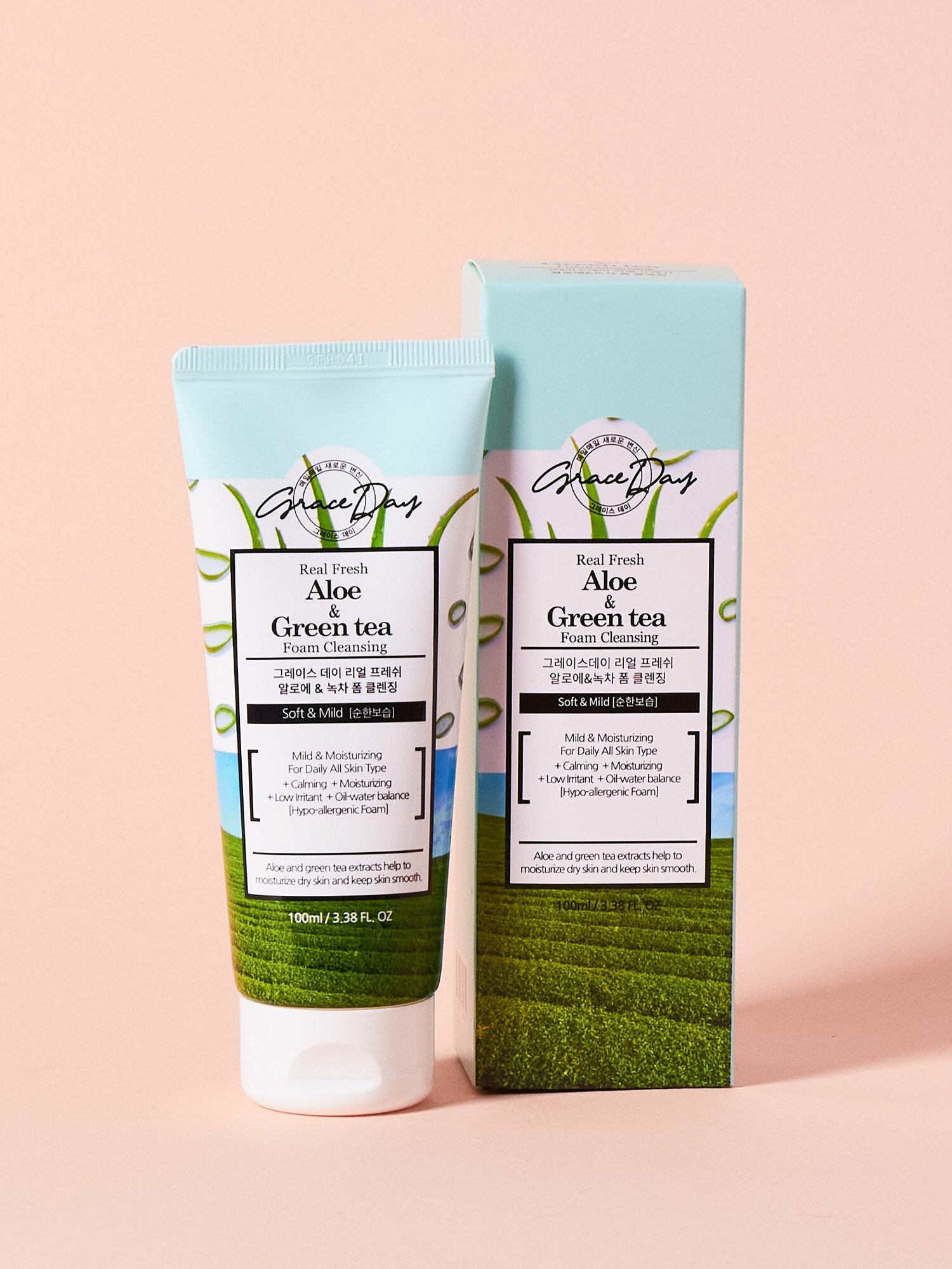 Grace Day Пенка с экстрактами алоэ и зелёного чая 100 мл Real Fresh Aloe & Green Tea Foam Cleansing