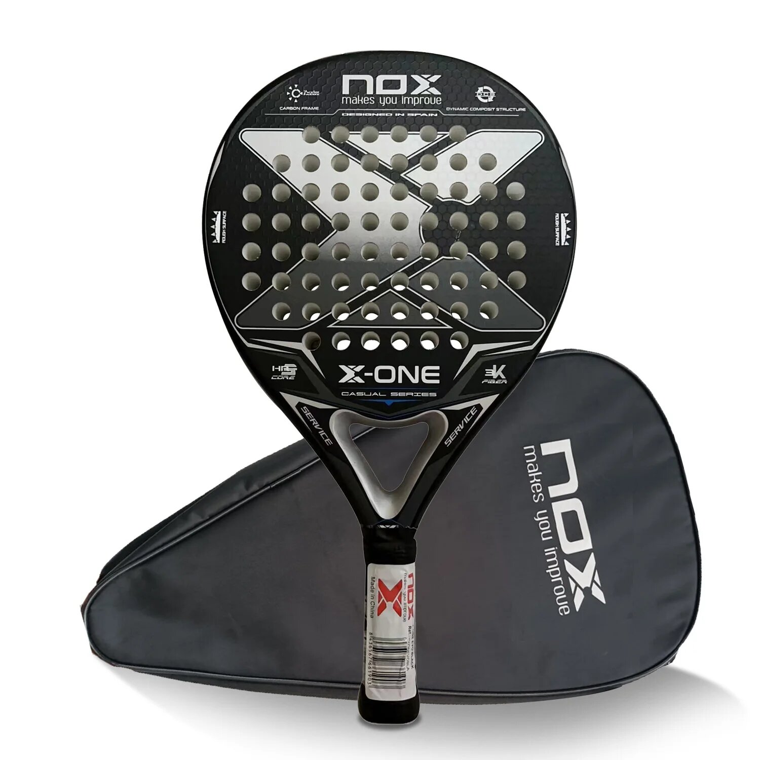 NOX Теннисная ракетка Carbon 320-330 г Черный, Black-X2 With Bag