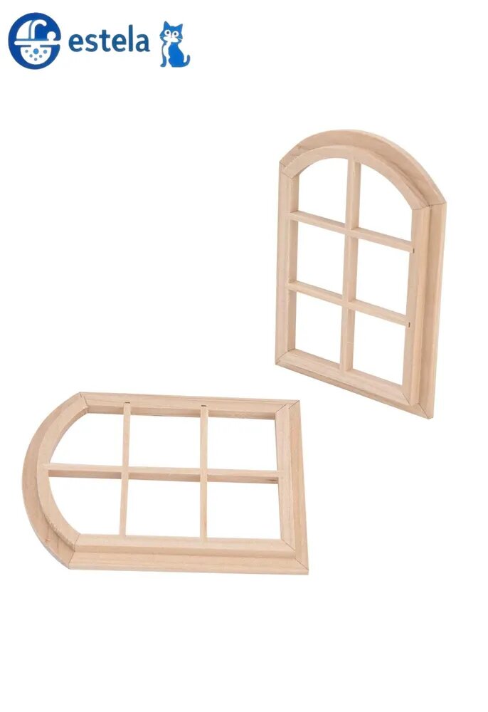 Кукольные окна 1/12, деревянные арки с 6 секциями, набор из 2 шт, безопасные закругленные края, для миниатюрных домиков и DIY декора
