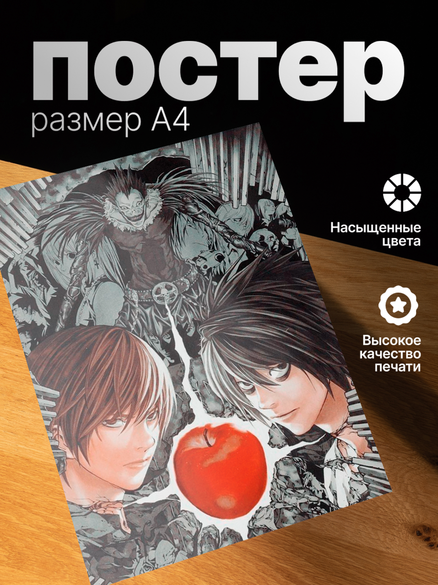 Постер ZEKEKS Тетрадь Смерти, на стену, без рамы, 29x21 см, цифровая печать