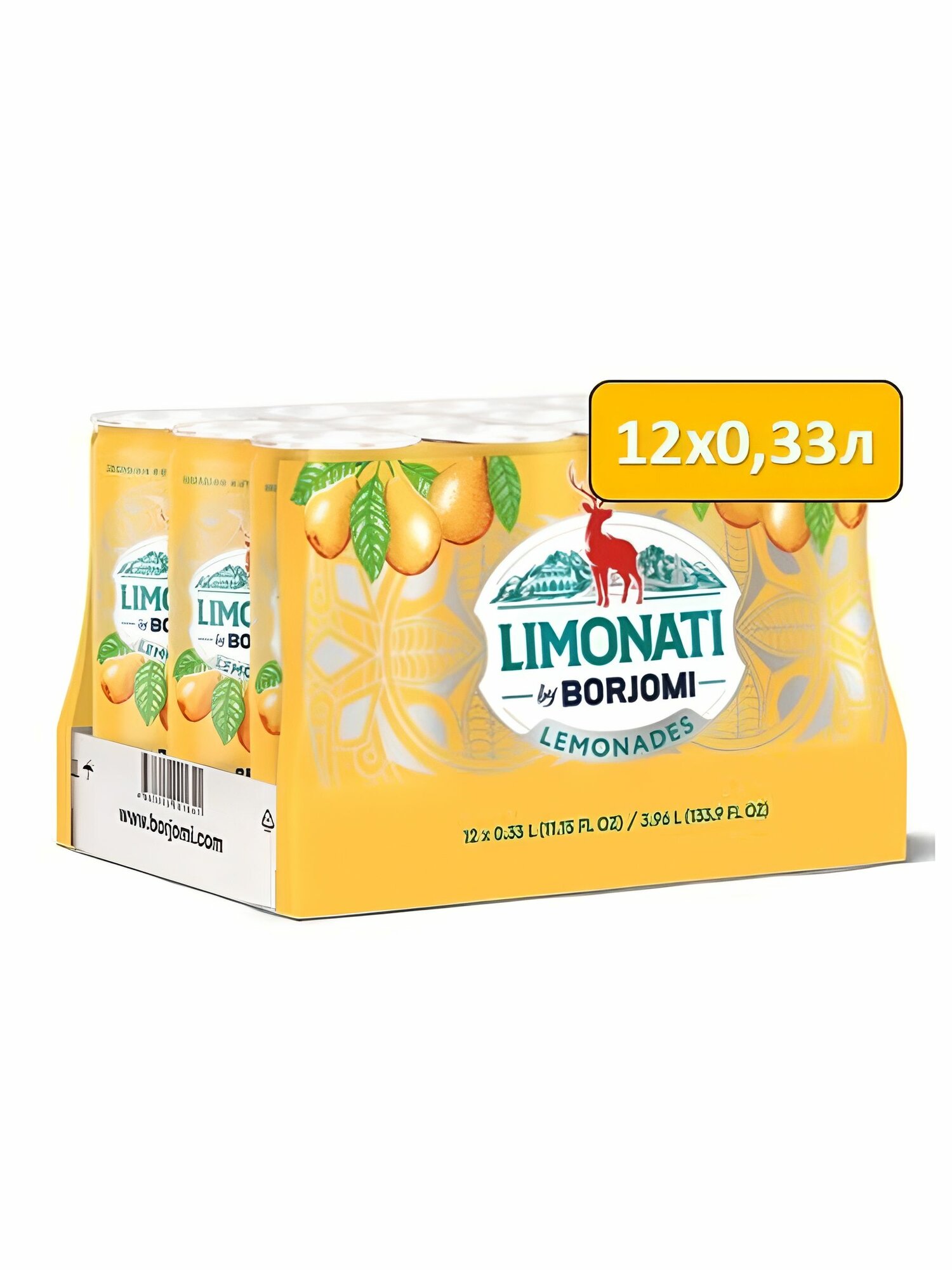 Напиток Borjomi Limonati Груша, газированный, Жб, 330мл x 12 шт