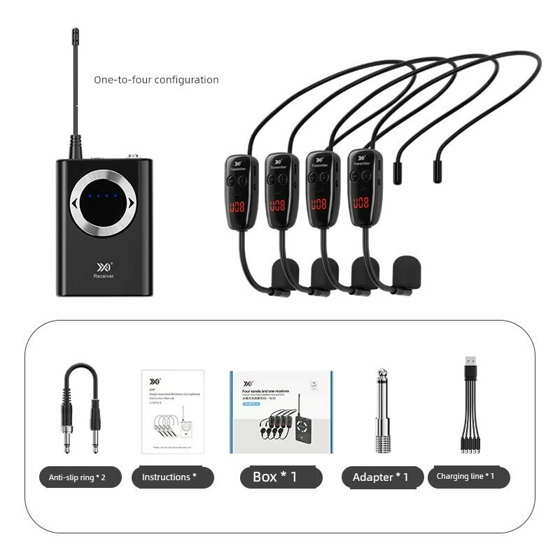 UHF беспроводная система гарнитуры микрофона для 1:4 с дисплеем, Bluetooth, выступления на сцене и танцы