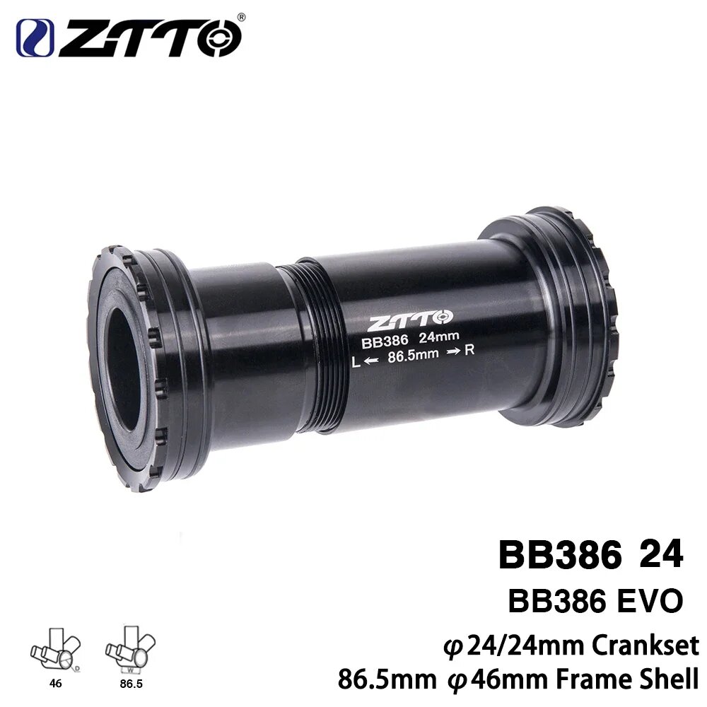 ZTTO керамический подшипник каретка BB386 EVO 24 для горных велосипедов Черный, BB386-24 BK