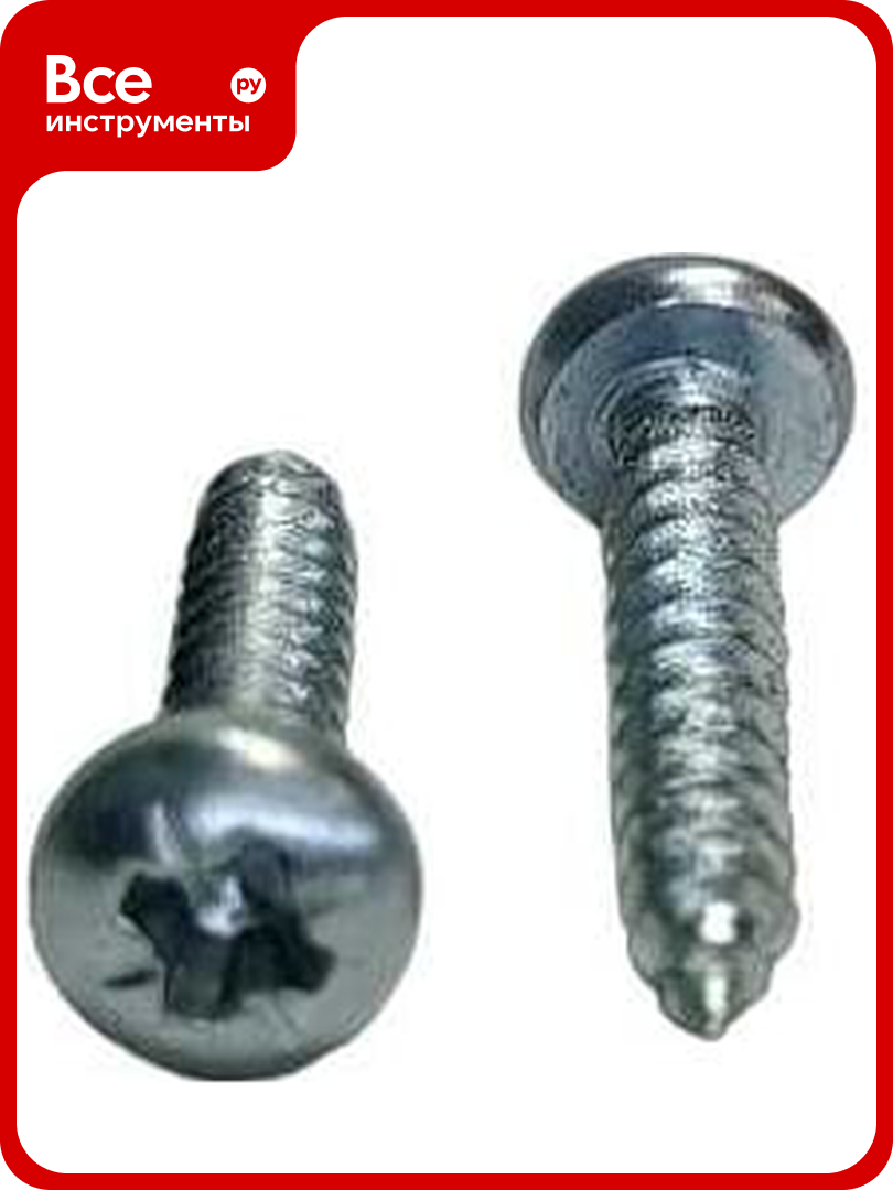 Саморезы c полукруглой сферической головкой R2R острые, din 7981, цинк, 3,9x19 мм, 100 шт. 9400-Sm02039019