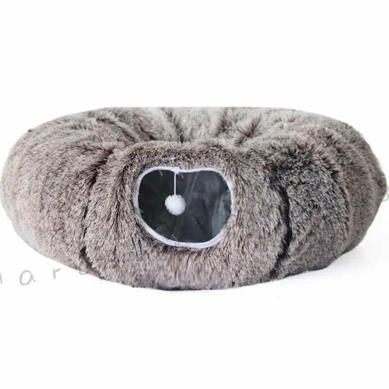 Лежанка для кошек, тоннель для кошек игровой, домик для кошки, 3 в 1, 950 мм, Кофейный белый