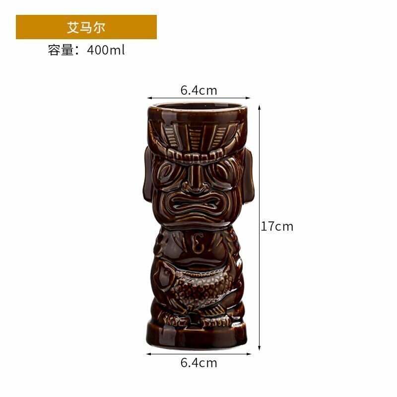 Новый винтажный гавайский керамический коктейльный стакан в стиле Хэллоуин с изображением лица призрака и черепа зомби.