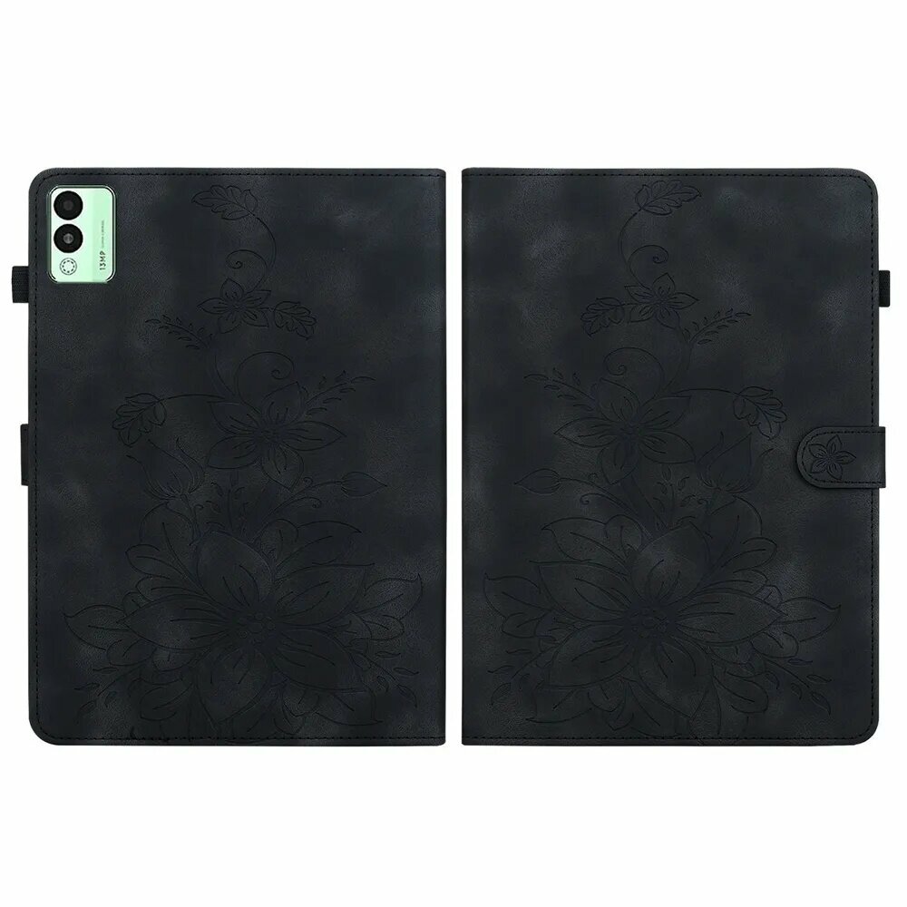 Чехол из искусственной кожи, совместимый с корпусом Tecno MegaPad 11 /Техно МегаПад 11", Рельефная кожа в виде бабочки с функцией поддержки, крышка