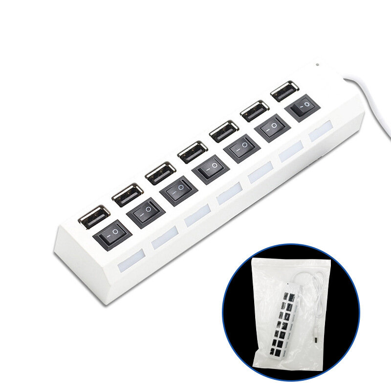 7-портовый HUB с независимым переключателем, один на семь, USB 2/3.0 разветвитель для ноутбука, высокоскоростная передача