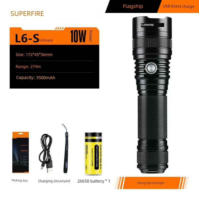 SupFire Shenhuo L6-XPE/R5 мощный фонарик T6-L2 перезаряжаемый светодиодный уличный фонарь 26650, дальний король L6-S