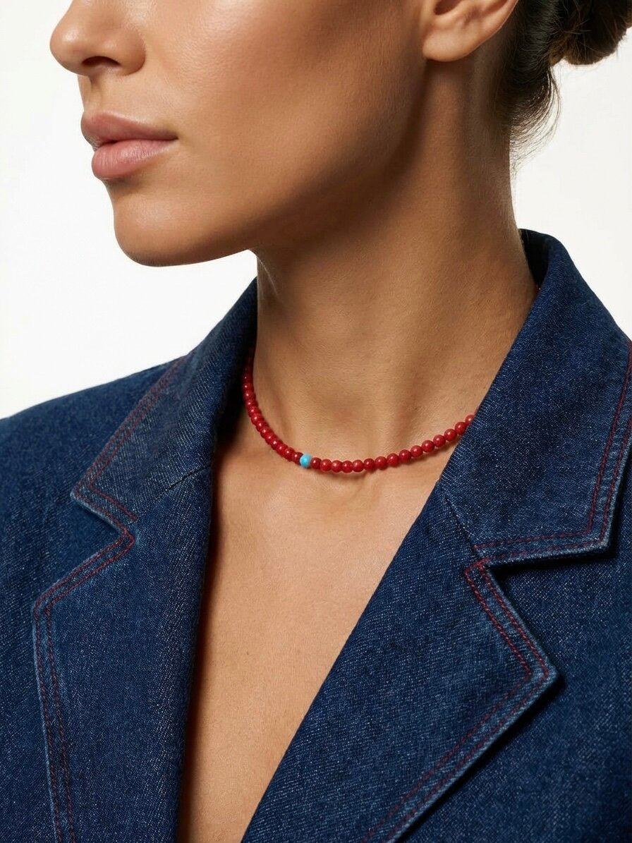 Колье, серебро, 925 проба, говлит, коралл